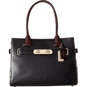 Coach | Bags | Coach Womens Color Block Exotics Swagger Carryall Black ...